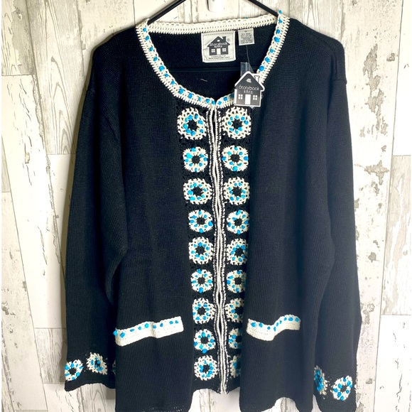 Storybook Knits | Sweaters | Storybook Knits Hsn Black Sweater White ...